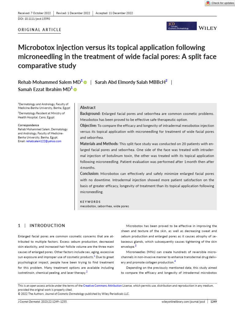 Microbotox Injection Versus Its Topical Application Following ...