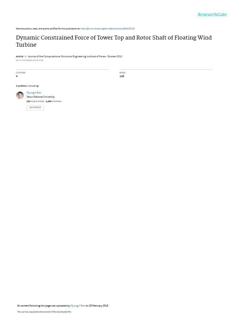 Dynamic Constrained Force of Tower Top and Rotor S | PDF