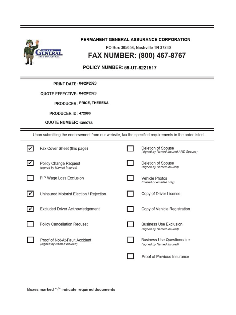 Manual Policy Change Request Form | PDF | Insurance | Vehicle Insurance