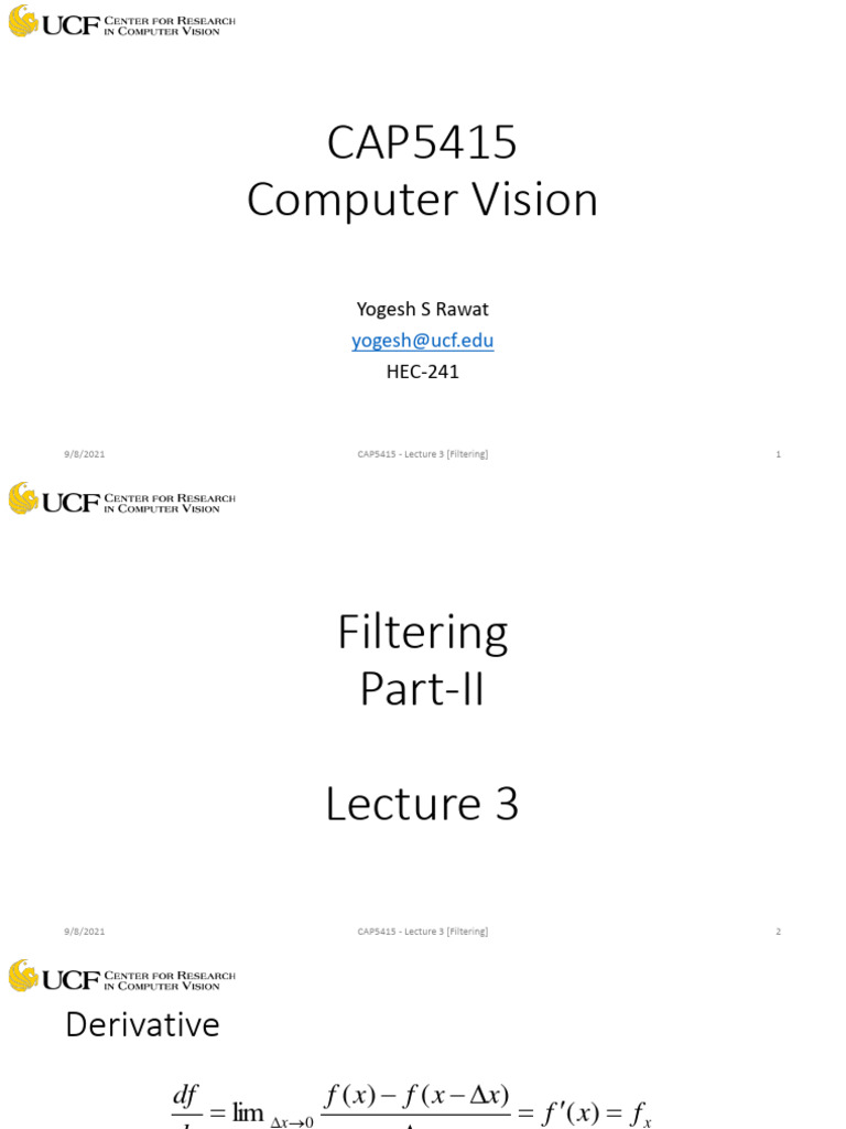 Lecture 3 Filtering Part II | PDF | Filter (Signal Processing) | Convolution