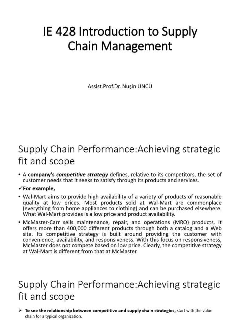 Ie 428 Introduction To SCM Week 2 | PDF | Strategic Management | Supply Chain