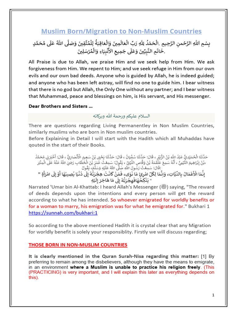 Muslims in Non-Muslim Countries: Challenges | PDF | Prophets And ...