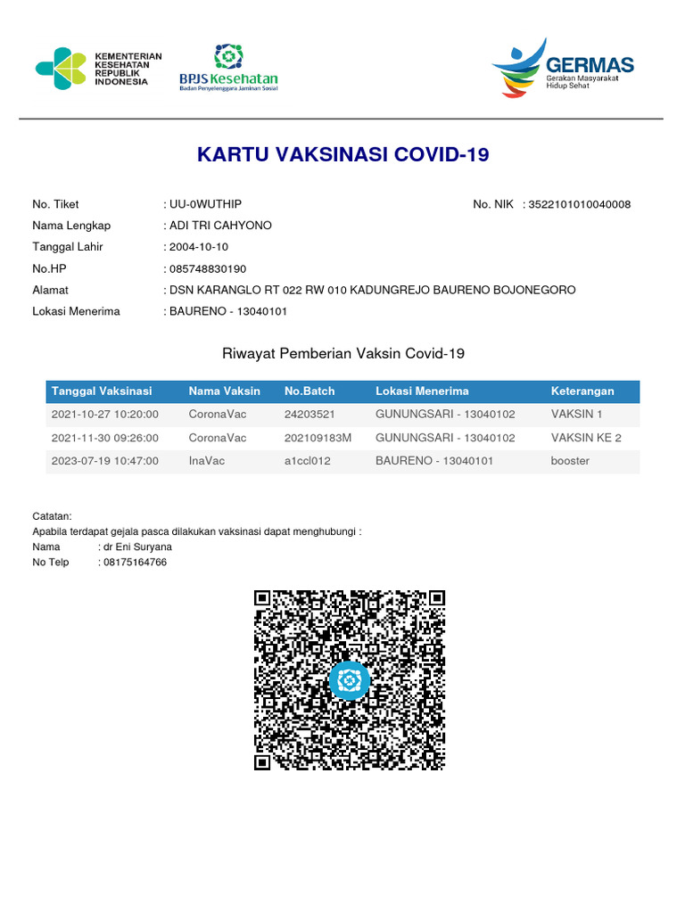 Sertifikat Vaksin | PDF