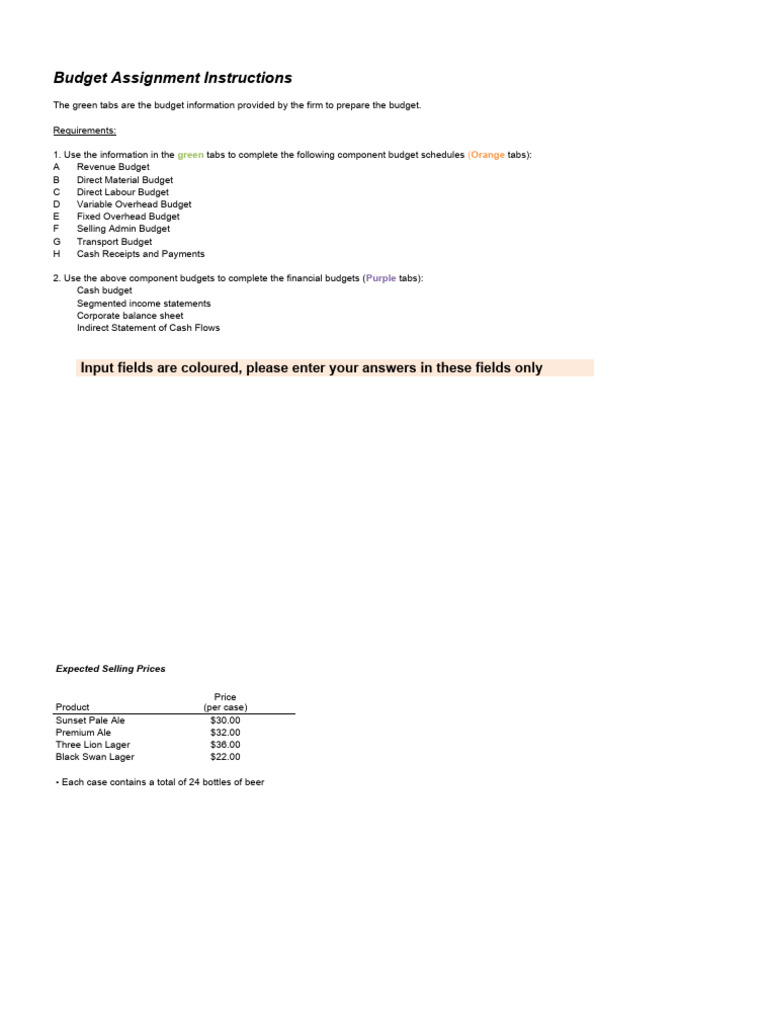 Budgeting Assignment Yrq | PDF | Beer | Expense