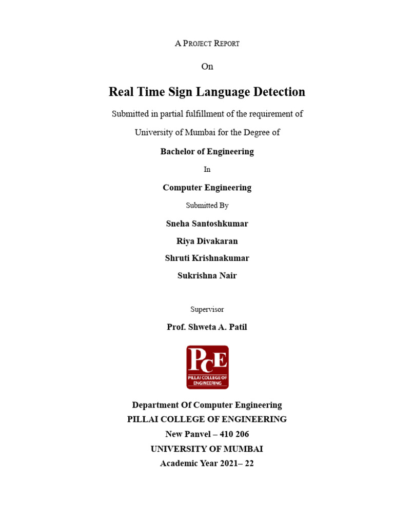 Sign Language Detection Report | PDF | Artificial Neural Network ...