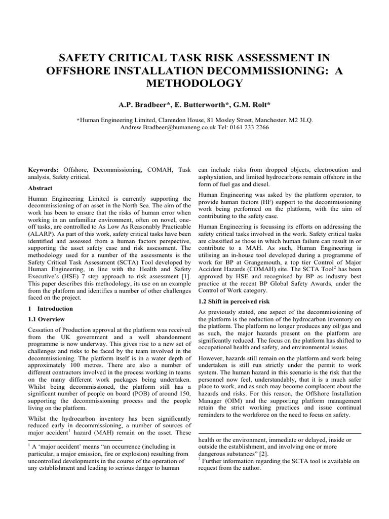 Safety critical task risk assessment | PDF | Risk | Hazards