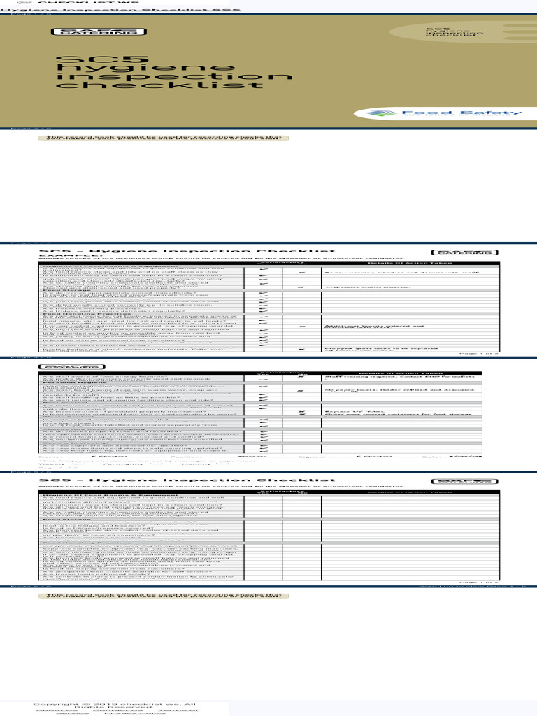 Hygiene Checklist | PDF