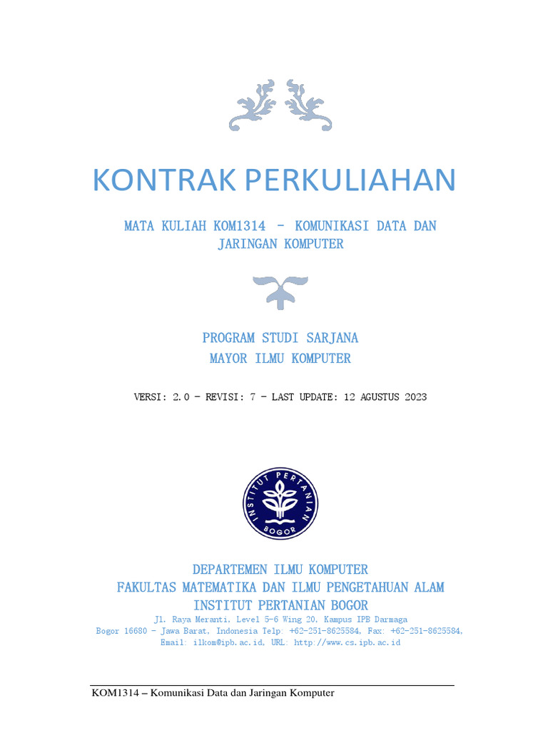 Kom1314 KDJK Kontrak Perkuliahan Sem1 202324 Rev7 P1 HRS Signed | PDF