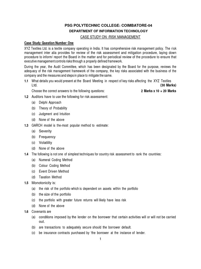 U5 Risk-Management-Case Study | PDF | Risk | Risk Management