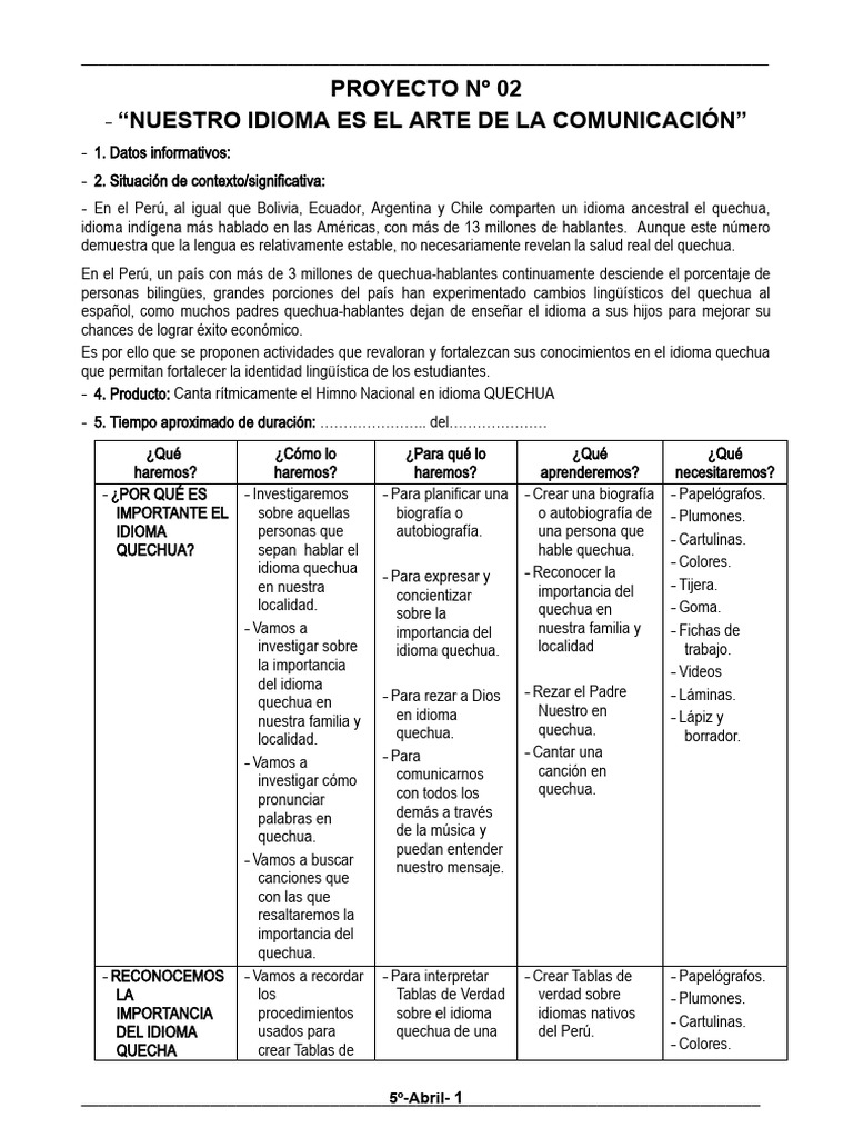 Proyecto #02 | PDF | Evaluación | Oración