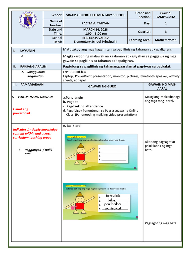 CO Lesson Plan Ma'Am Pacing | PDF