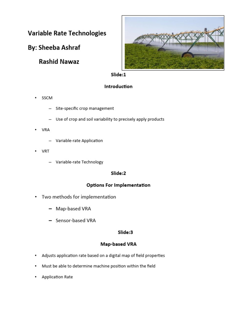 Variable Rate Technologies | PDF | Horticulture | Agriculture