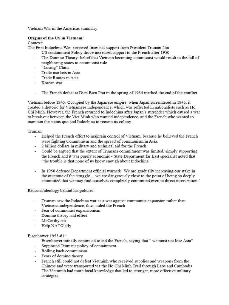 Vietnam War in The Americas Summary | PDF | Vietnam War | Ngo Dinh Diem