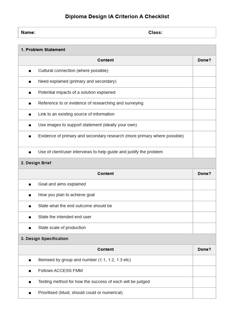 Criterion A Checklist | PDF | Cognition