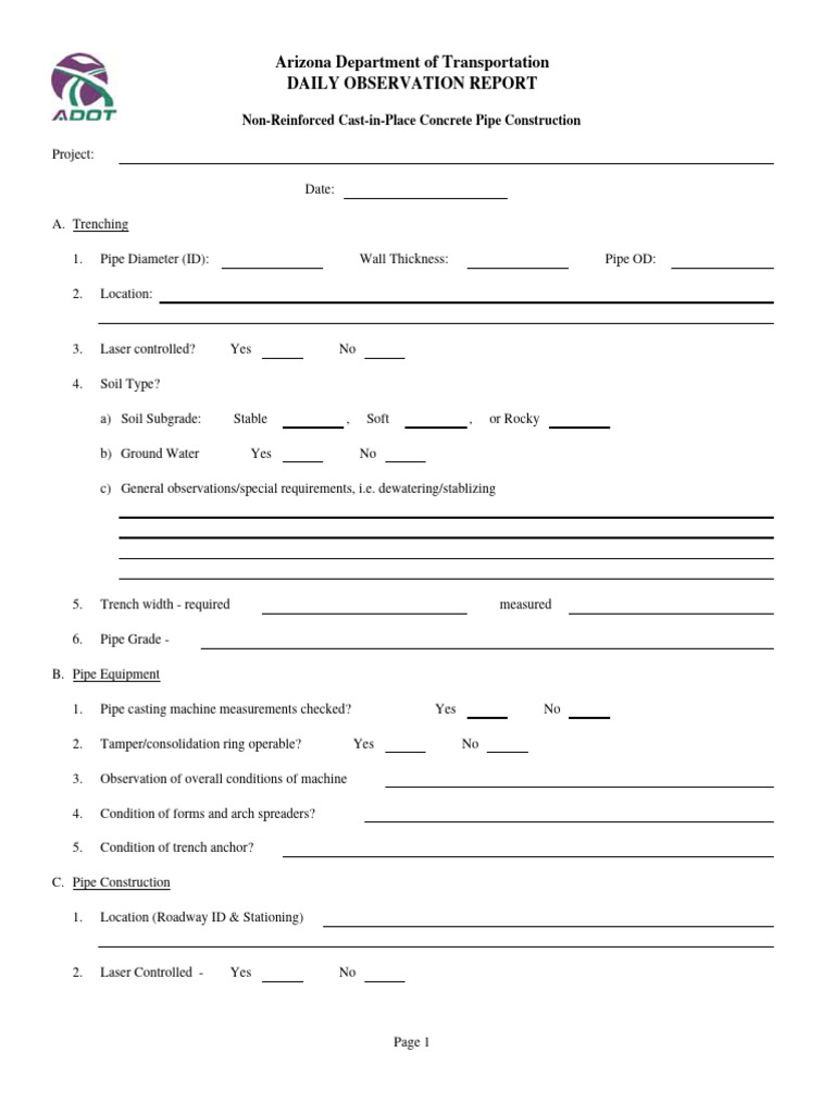 Daily Observation Report | Download Free PDF | Pipe (Fluid Conveyance ...