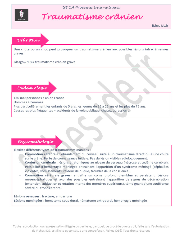 Traumatisme Cranien 2 | PDF | Traumatisme crânien | Maladies et ...