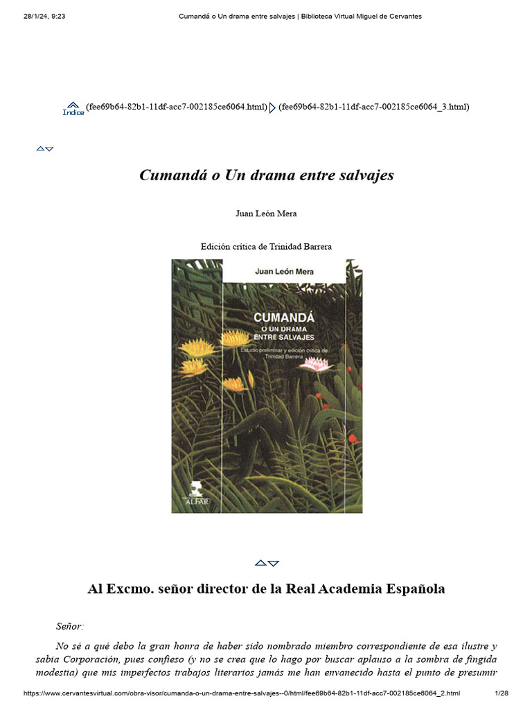 Cumandá o Un Drama Entre Salvajes - Biblioteca Virtual Miguel de ...