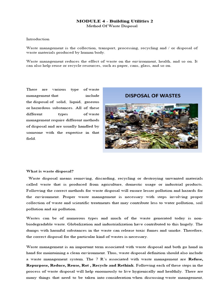 Waste Disposal Methods Explained | PDF | Waste Management | Waste