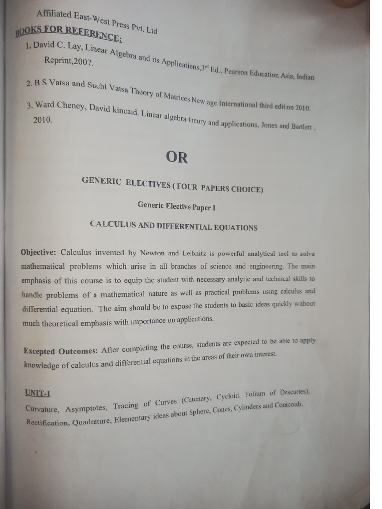 GE Mathematics Syllabus | PDF | Equations | Calculus