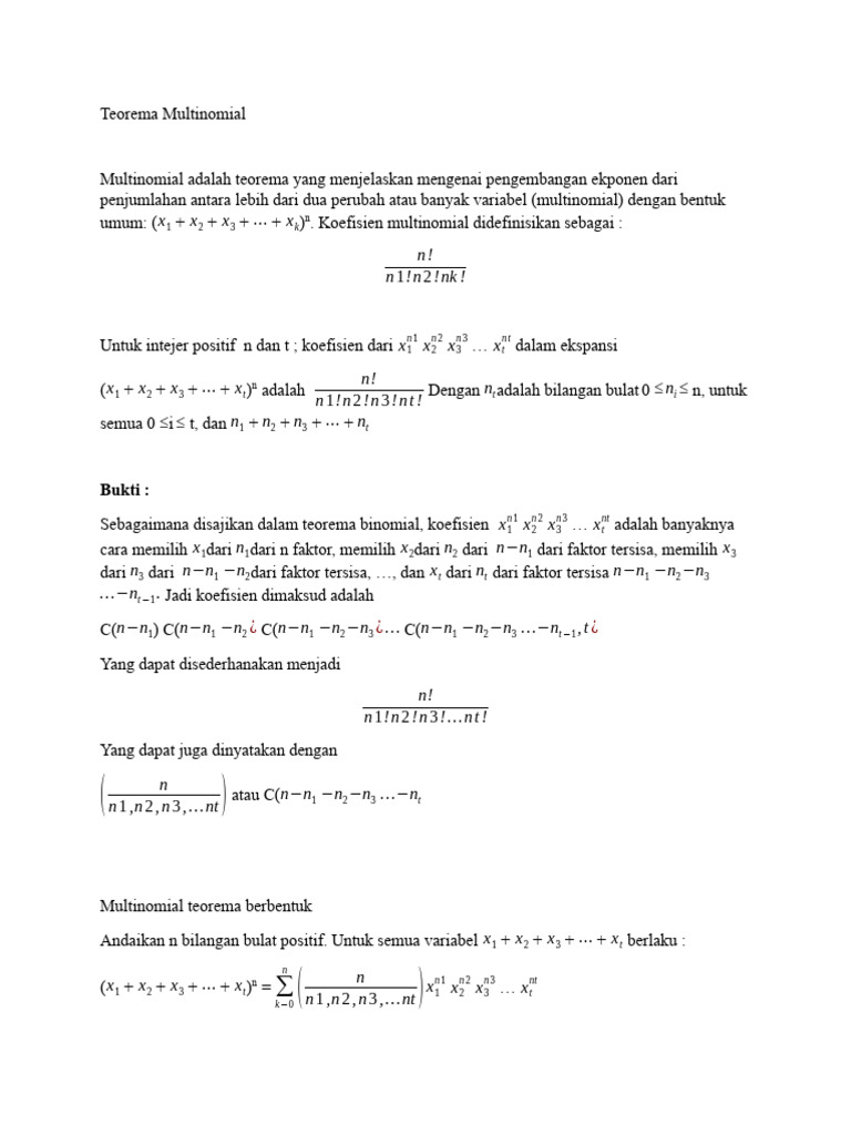 Teorema Multinomial Materi | PDF