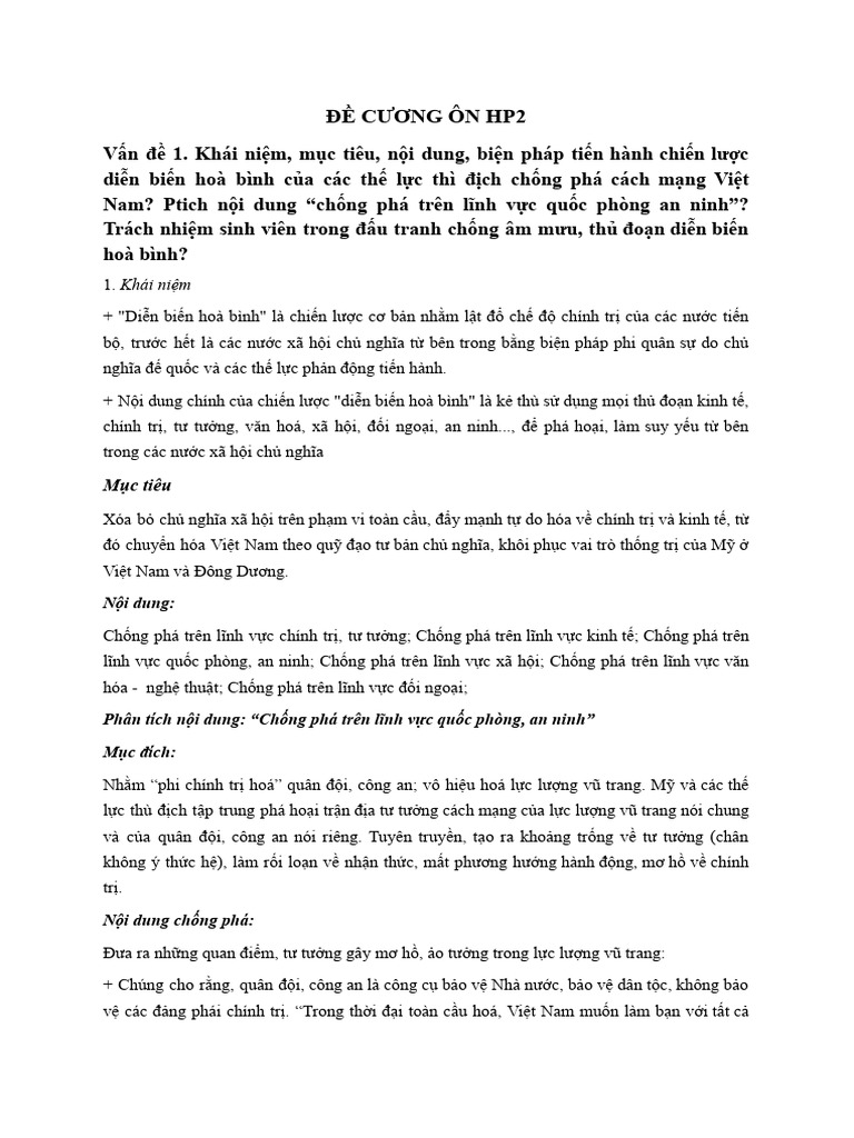 Đề Cương Ôn Hp2: Mục tiêu | PDF