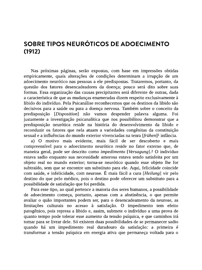 Aula 08.FREUD - Sobre Os Tipos Neuroticos Do Adoecimento | PDF