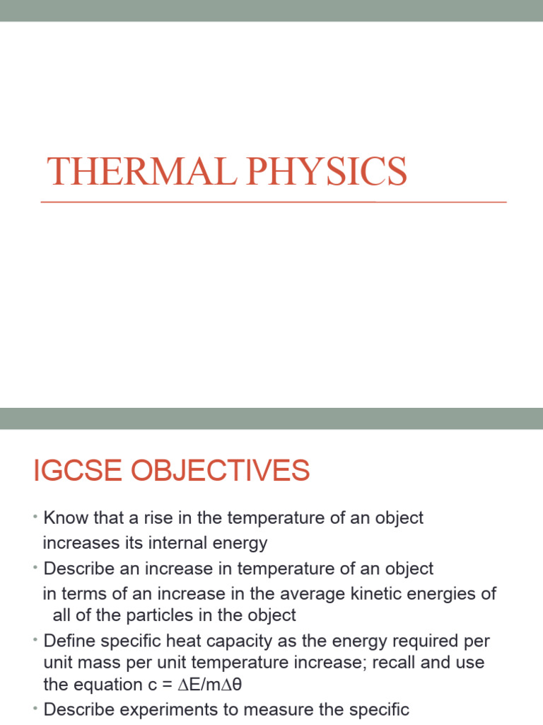 Thermal Physics Heat Capacity and Specific Heat Capacity | PDF | Heat ...