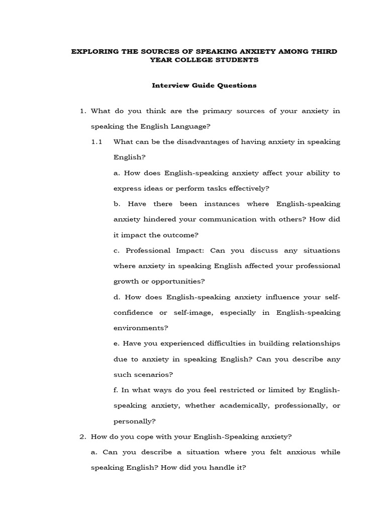 Sources of Speaking Anxiety in College | PDF | Self-Improvement