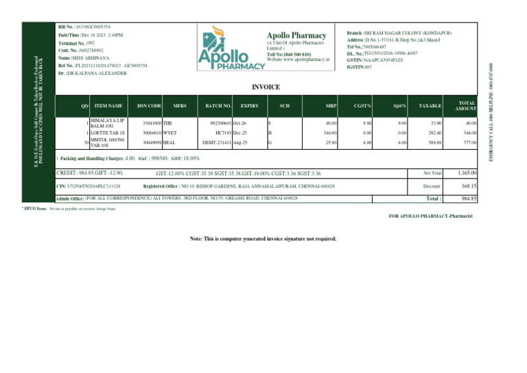 Apollo Medicine InvoiceMar 16 2024 20 34 | PDF | Narendra Modi | Public ...