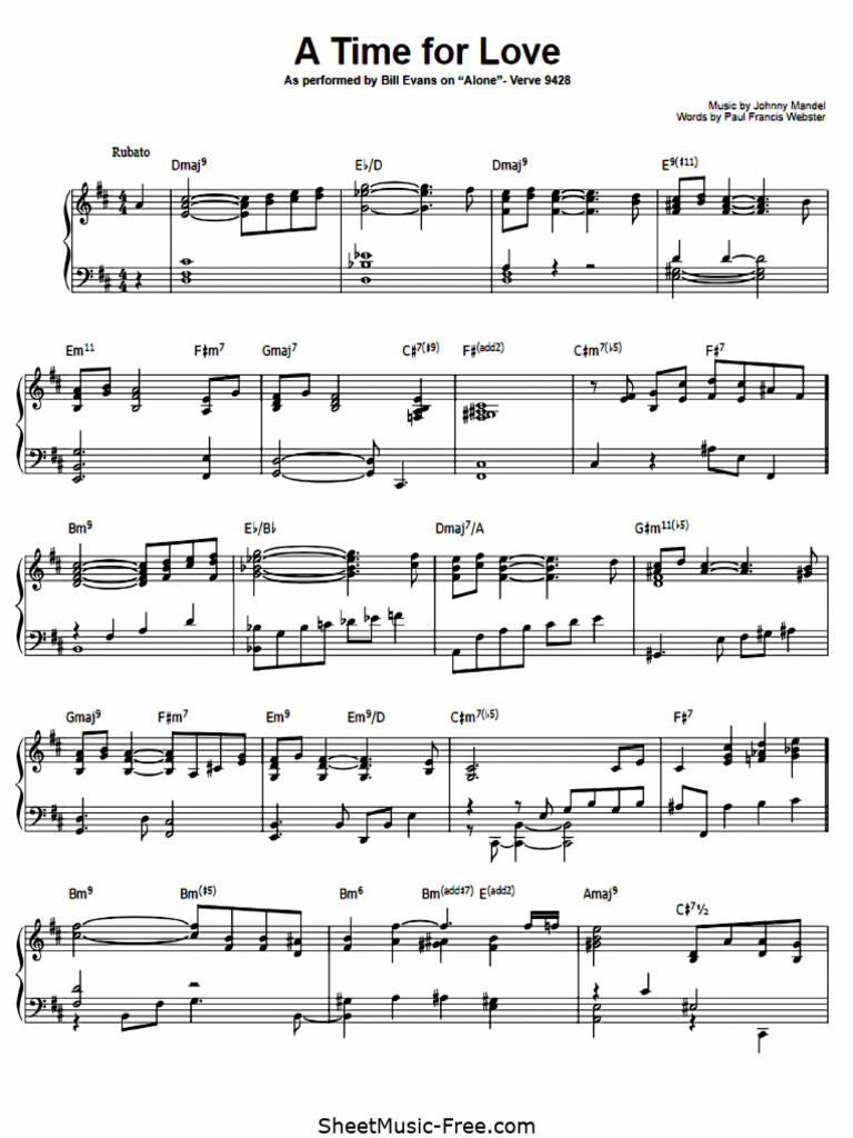 A Time For Love Sheet Music Bill Evans SheetMusic | PDF