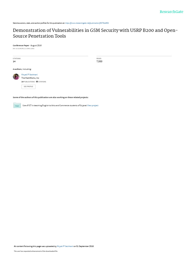 Demonstration of Vulnerabilities in GSM Security With USRP B200 and Open-Source Penetration ...