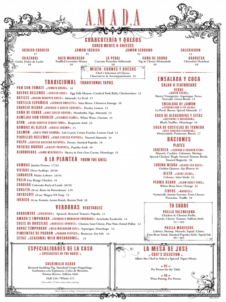 Amada DiningMenu ADA | PDF | Food And Drink | Mediterranean Cuisine