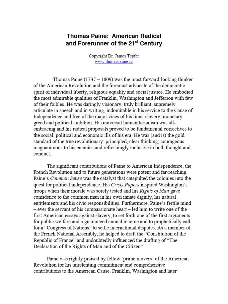 Paine American Radical | PDF | Thomas Paine