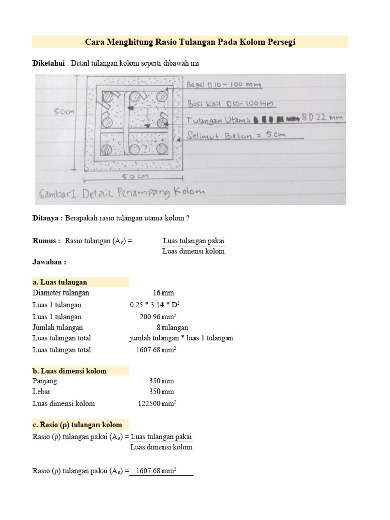Rasio Tulangan Kolom Persegi | PDF | Metode & Bahan Ajar | Sains ...