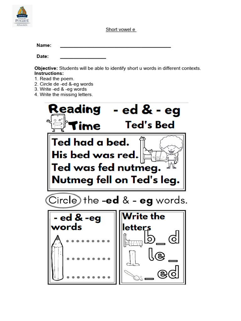 Short Vowel E Activities for Students | PDF | Language Arts & Discipline