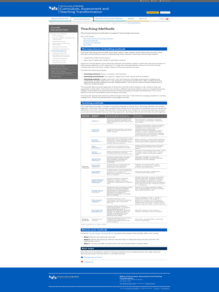 Teaching Methods - Office of Curriculum, Assessment and Teaching Transformation - University at ...