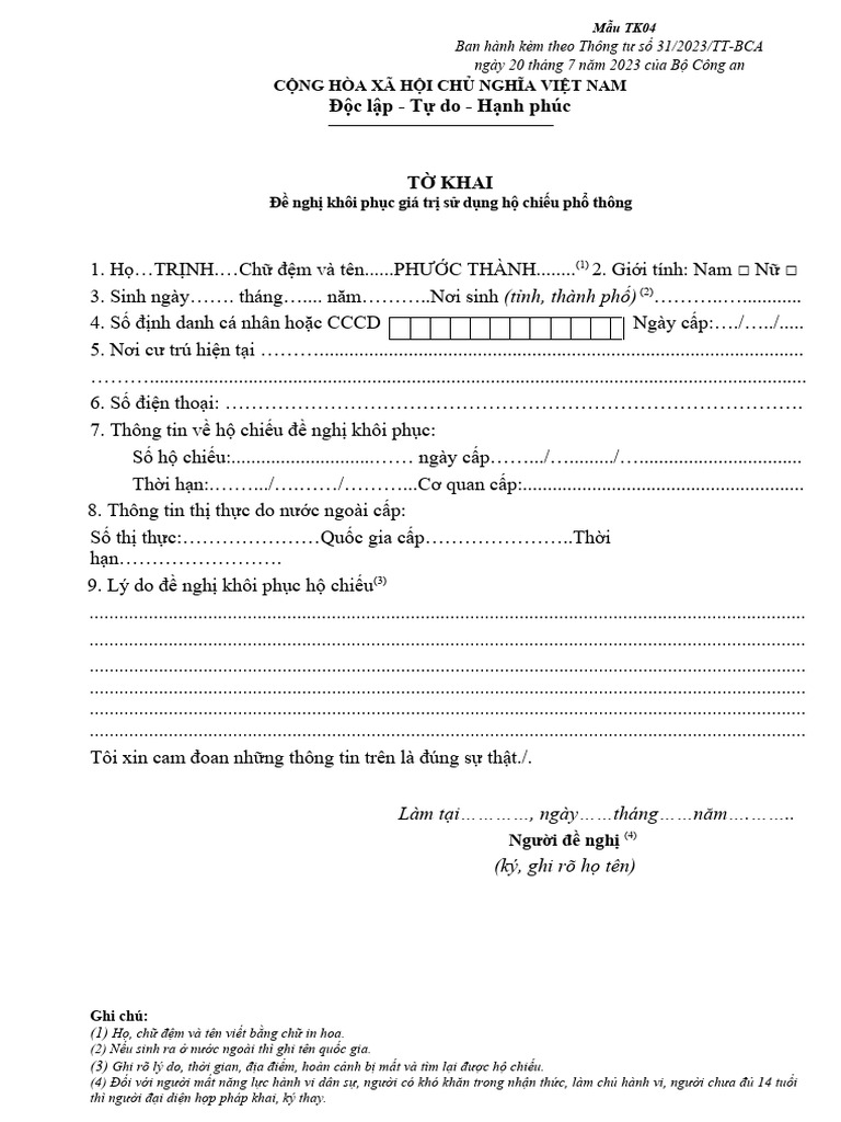 Mẫu TK04 khôi phục HC TK04 MỚI | PDF