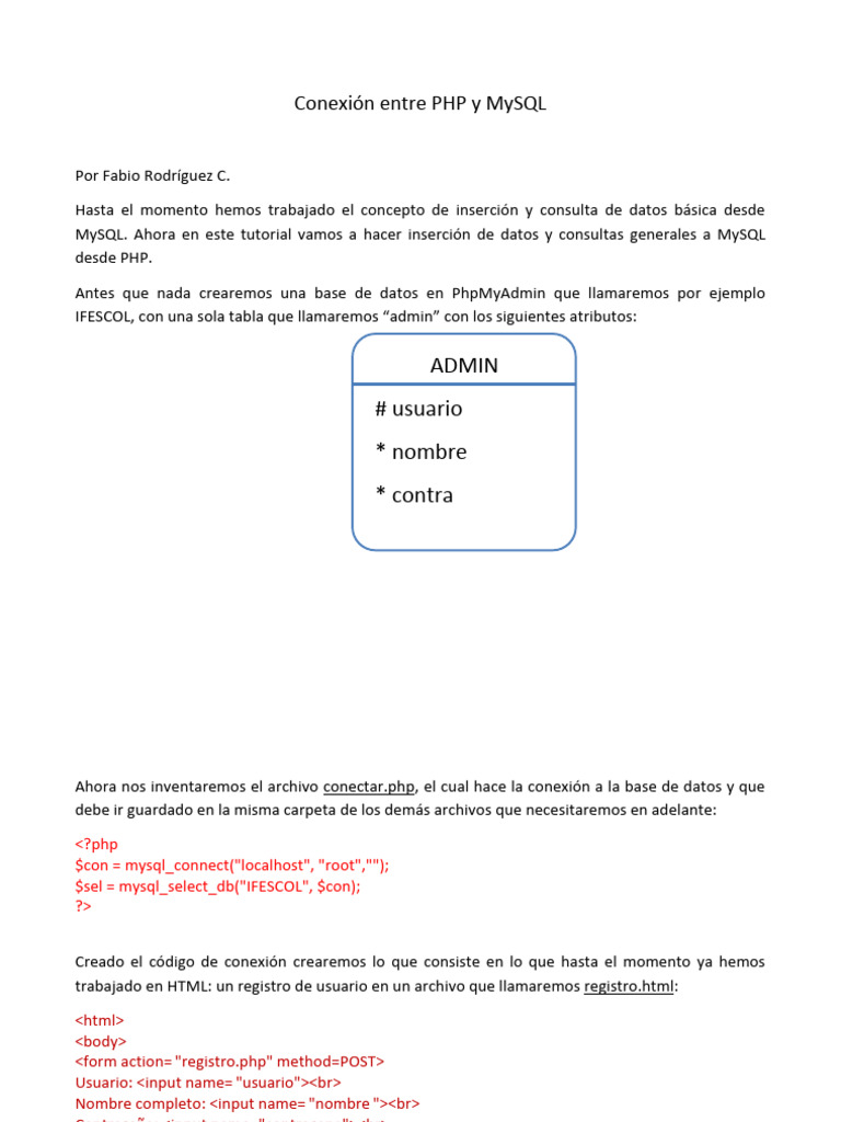 Guia de Conexión PHP - MySQL y Validación | PDF | Php | Mi sql