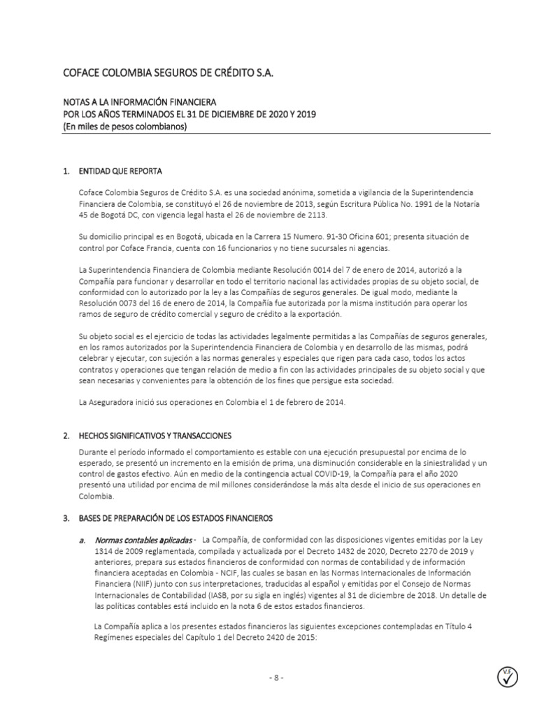 Notas A Los Estados Financieros | Descargar gratis PDF | normas internacionales de INFORMACION ...