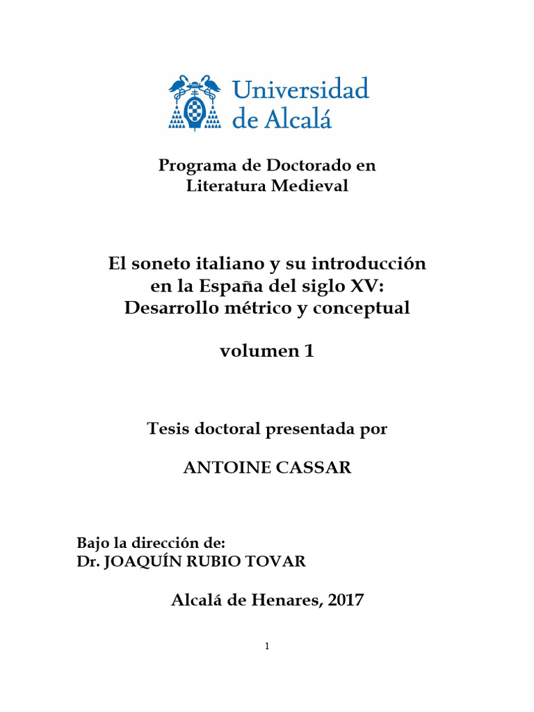 El Soneto Italiano y Su Introducción en La España Del Siglo XV ...