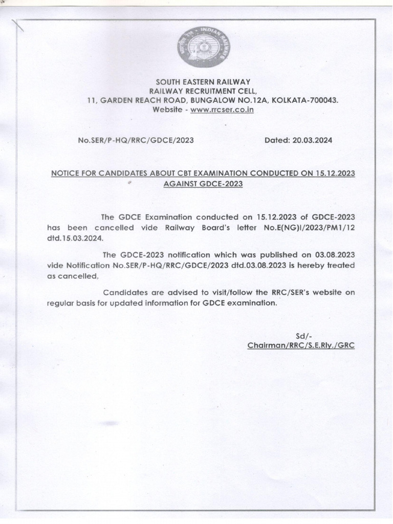 Notice For Cancellation of GDCE 2023 | PDF