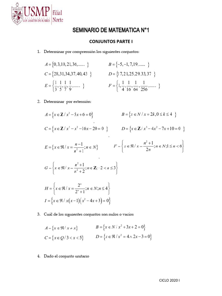 Tarea N°1 Conjuntos | PDF | Conjunto (Matemáticas) | Proposición