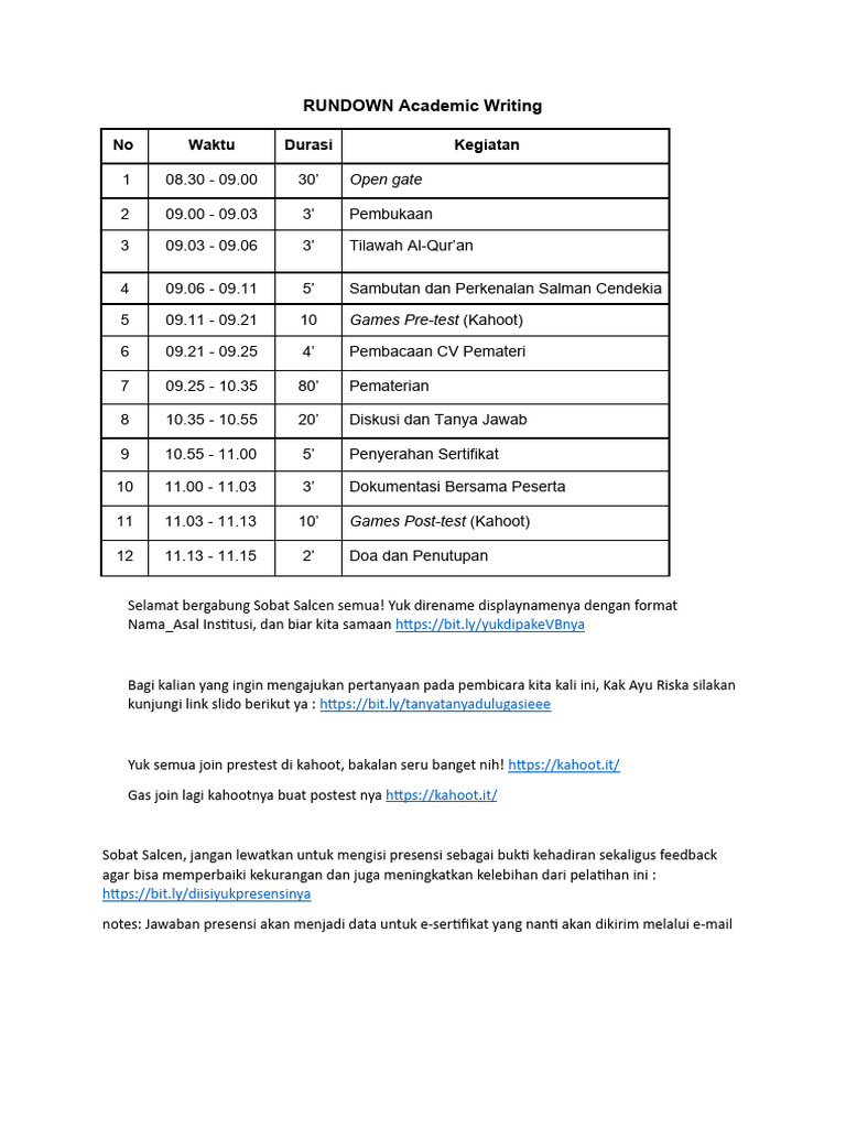 RUNDOWN Academic Writing | PDF