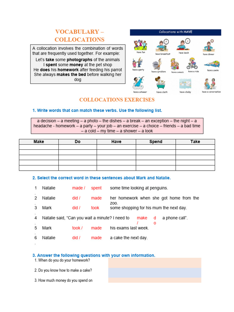 Collocation Practice for Learners | PDF