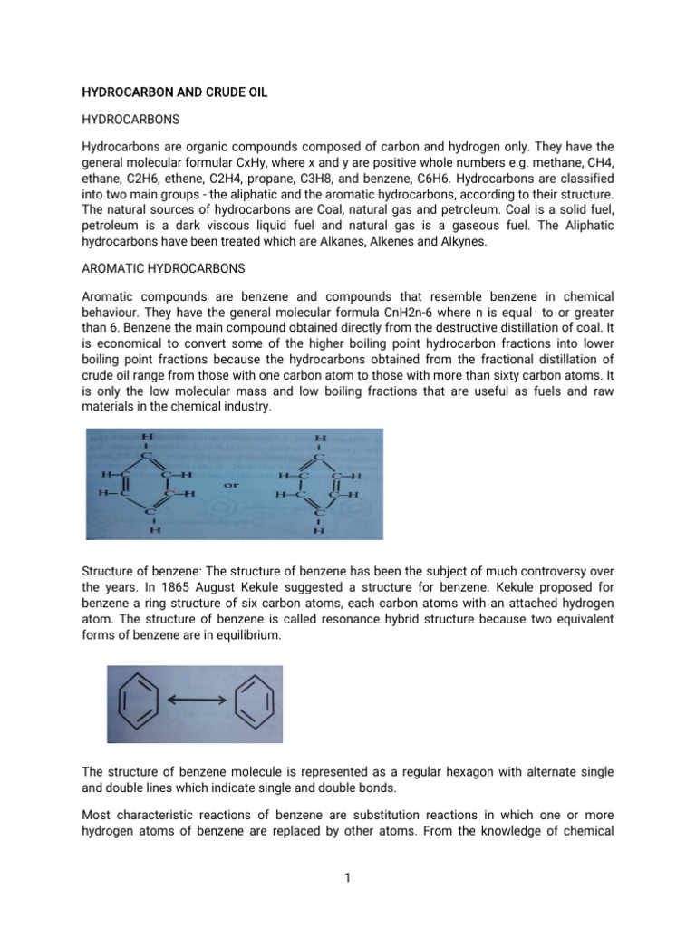 Ss2 Wk 10 Hydrocarbon and Crude Oil | PDF | Benzene | Hydrocarbons