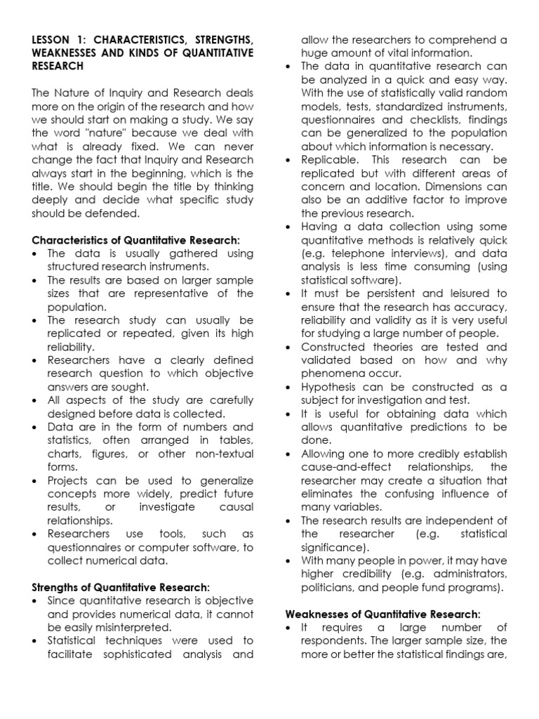 Lesson 1 | PDF | Quantitative Research | Statistics