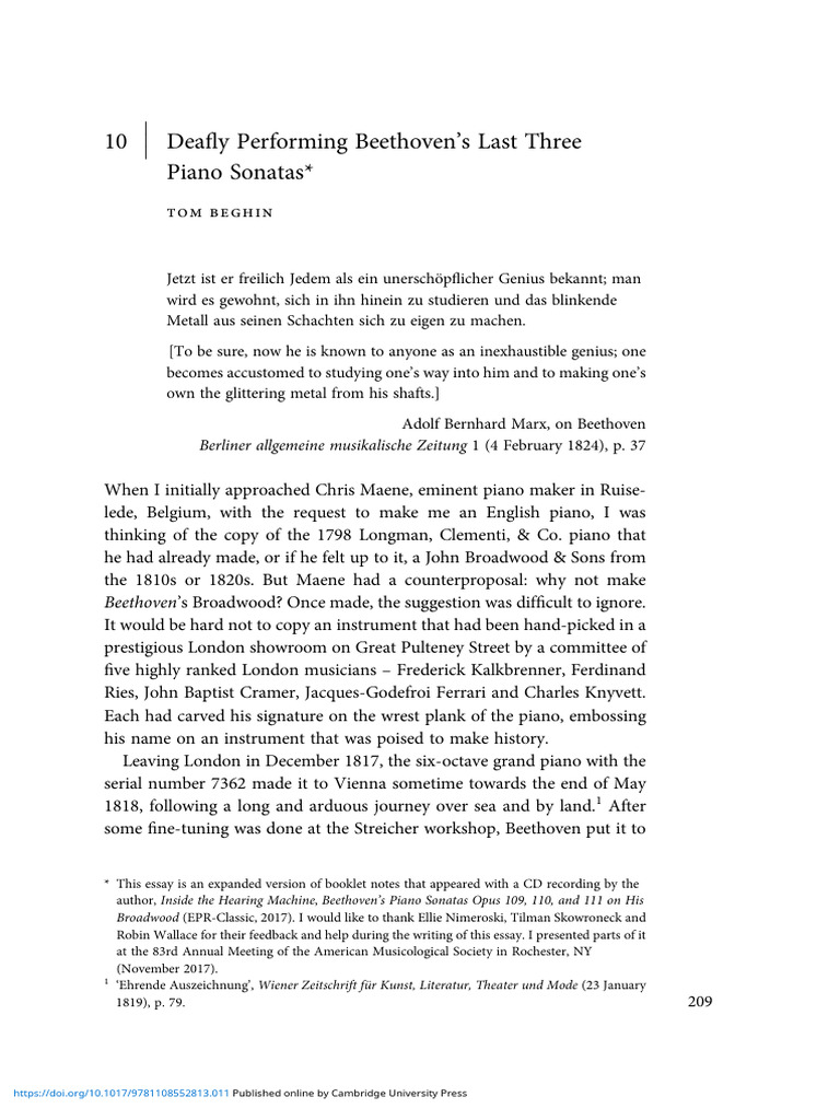 Deafly Performing Beethovens Last Three Piano Sonatas | PDF | Ludwig ...