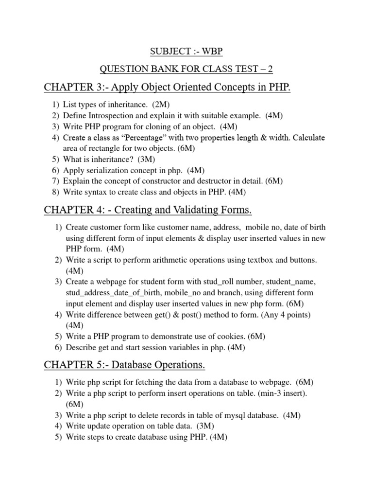 PHP Object-Oriented Concepts & Forms Test | PDF