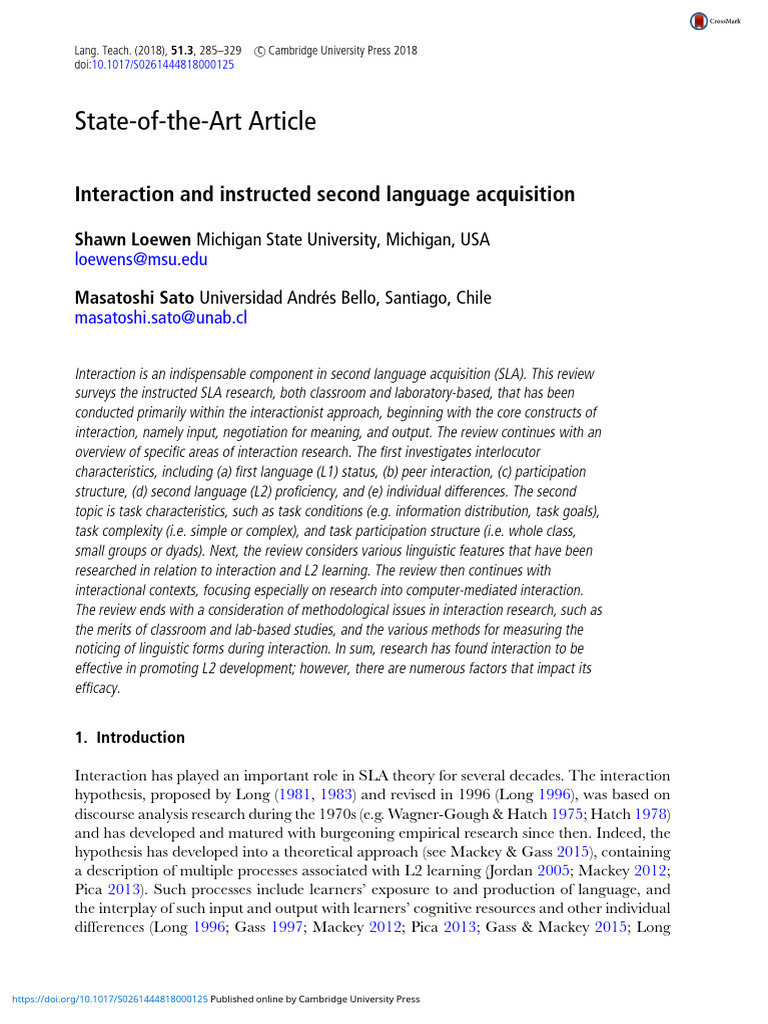 2.2 Loewen Interaction-And-Instructed-Second-Language-Acquisition | PDF | Second Language ...