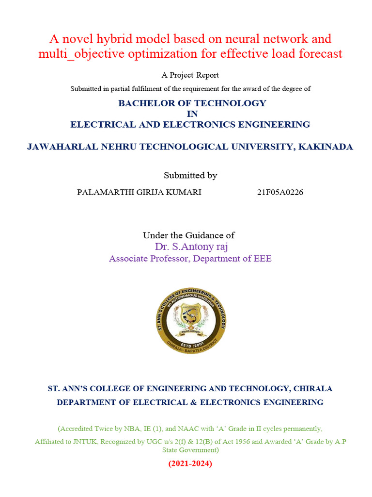 A Novel Hybrid Model Based On Neural Network and Multi Objective Optimization For Effective Load ...